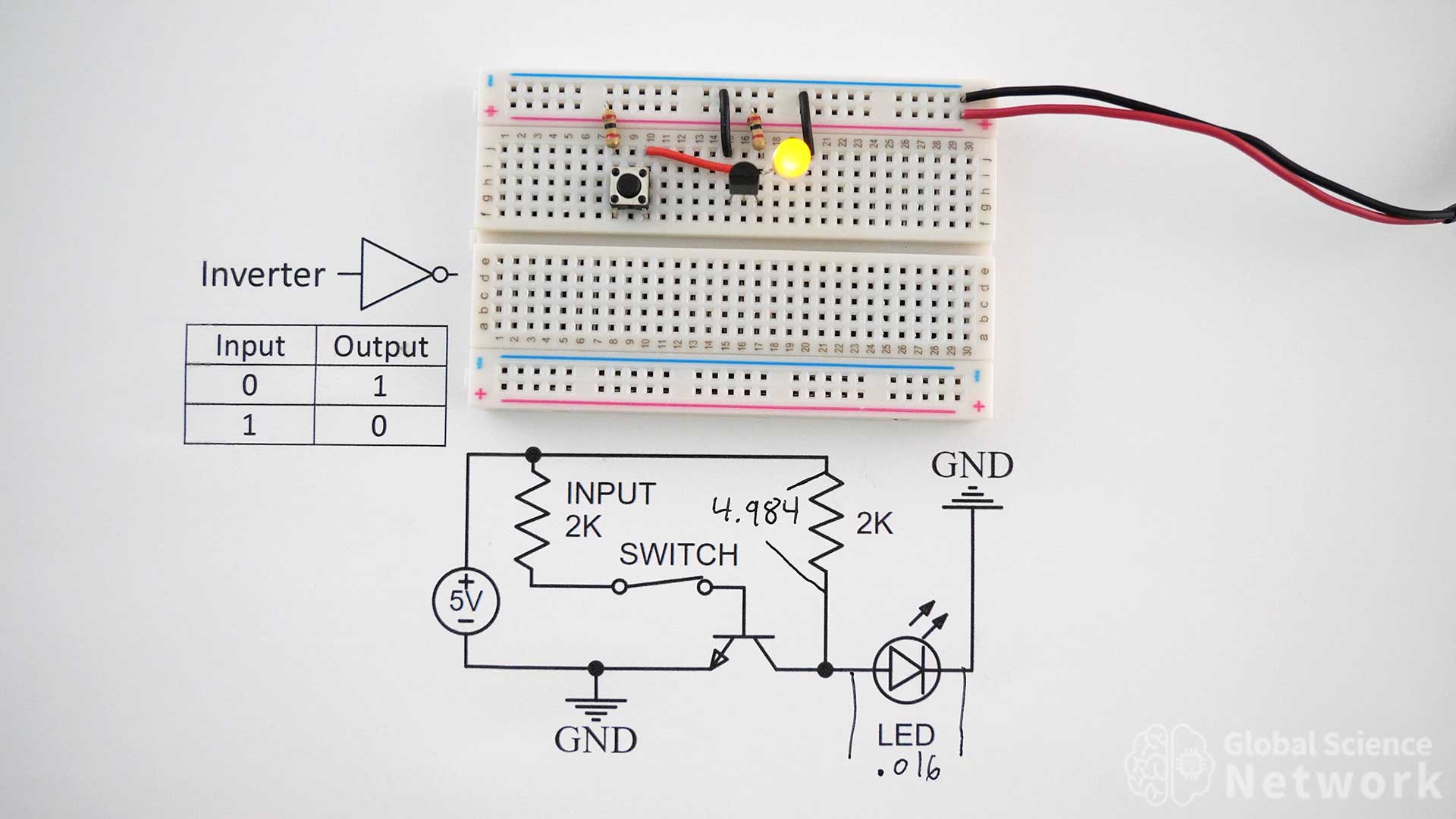 Inverter Or NOT Logic Gate Simple Example